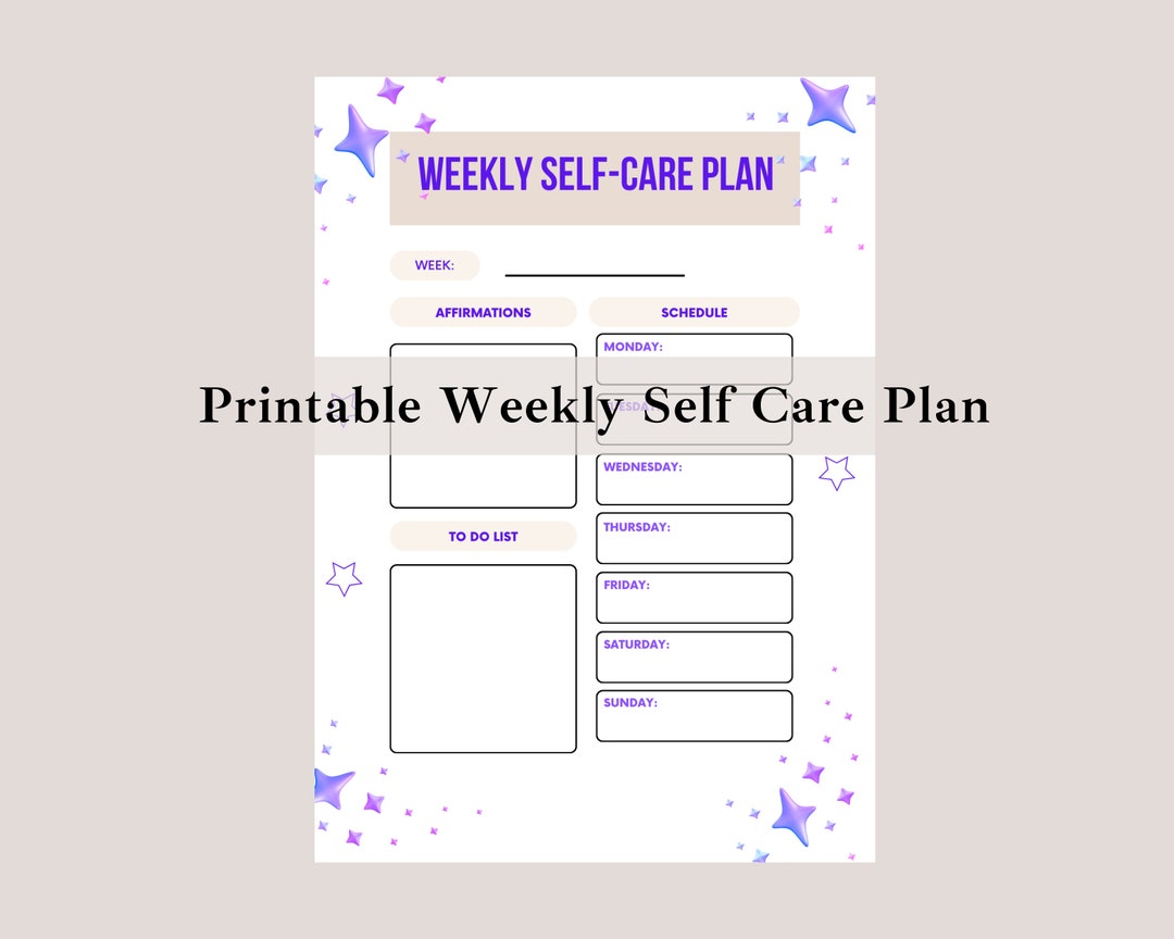 Printable Weekly Self Care Planner, Weekly Self Care Printable, Self ...