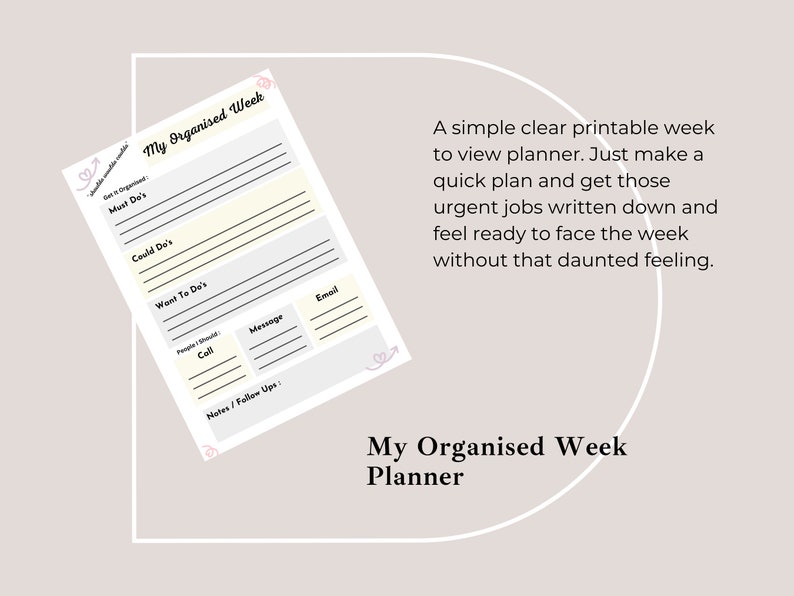 Weekly Planner Printable to Do List, Weekly Planner Printable ...