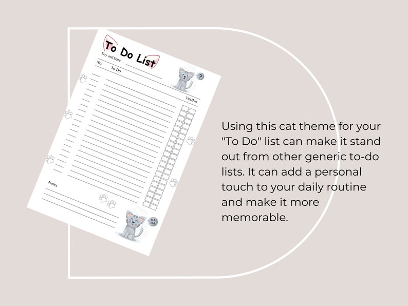 Cat Themed to Do List, Cute Cat to Do List Planner, Printable to Do ...