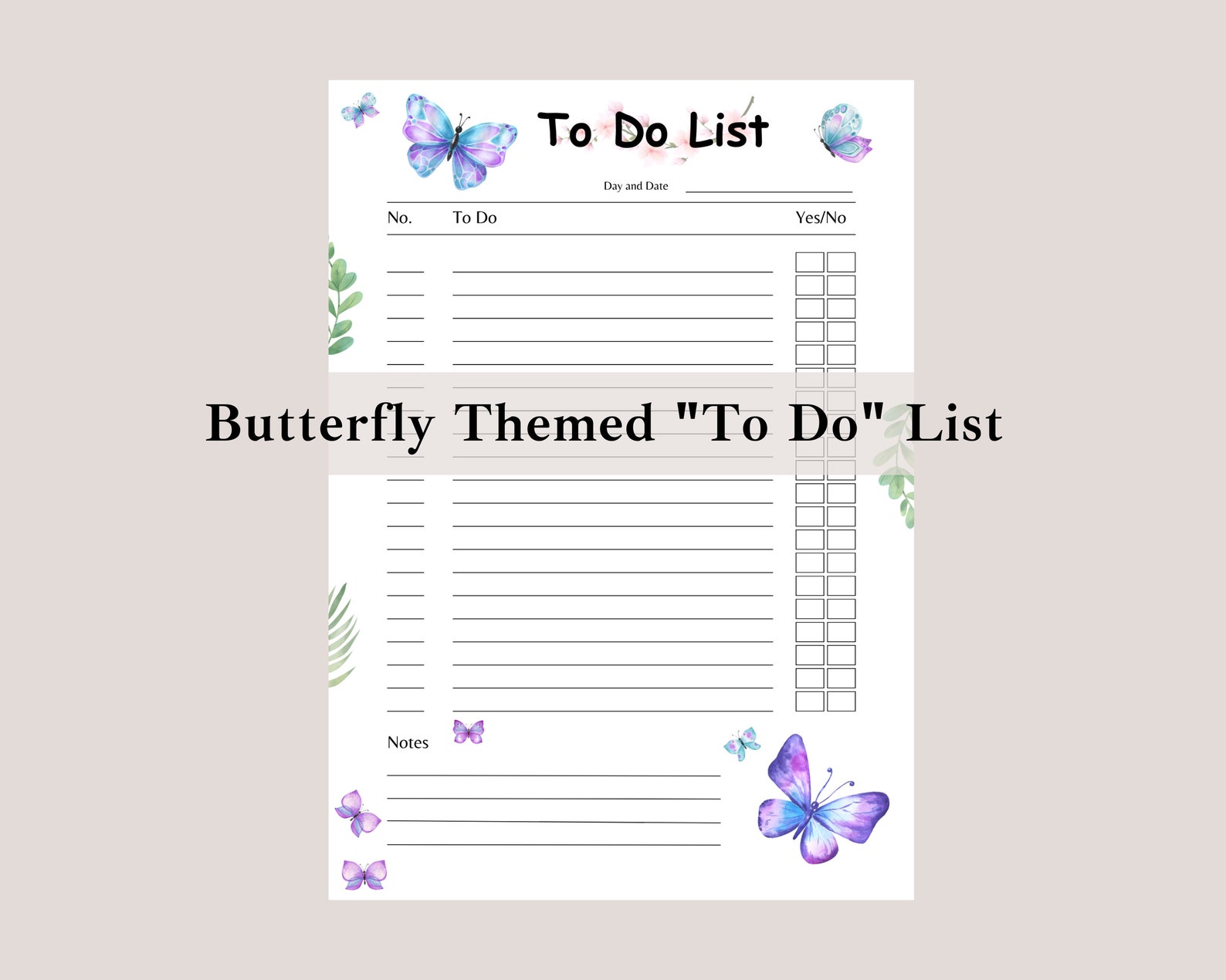 To Do List With Butterfly Theme, Butterfly to Do List, Pretty Butterfly ...