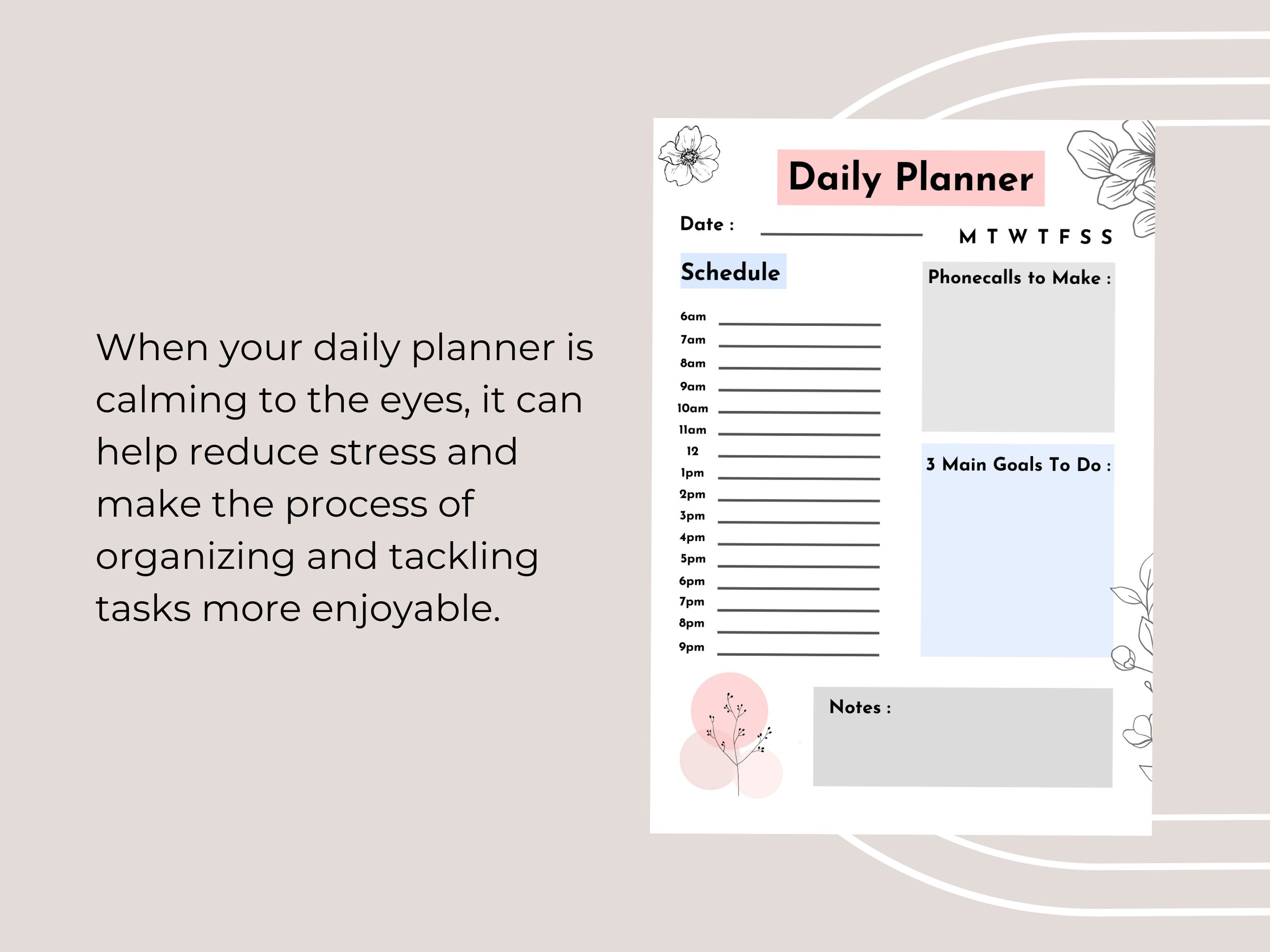 Printable Daily Planner, Daily Productivity Pdf Planner, Work Schedule ...