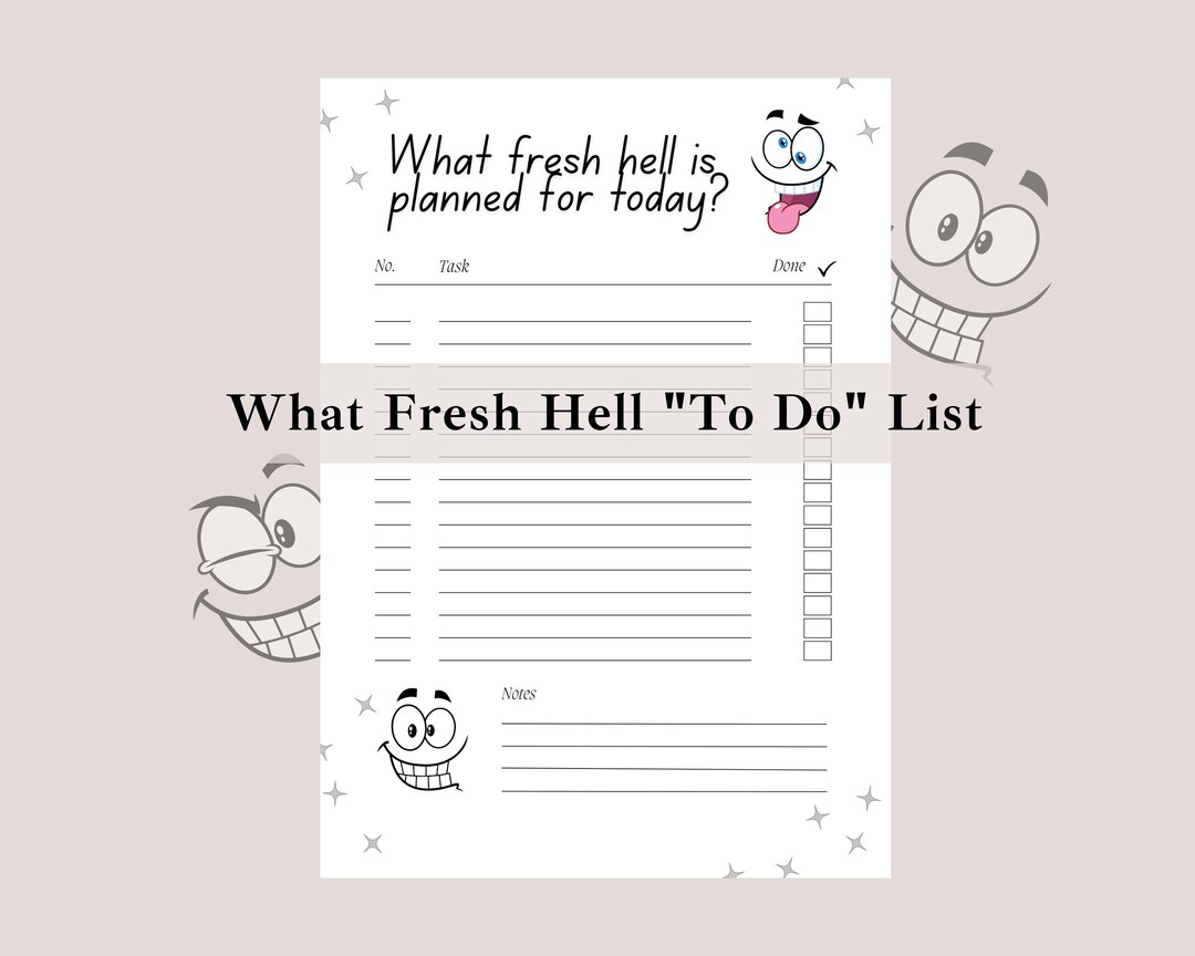 What Fresh Hell Planner, Humorous Daily Planner, Sarcastic Daily Task ...