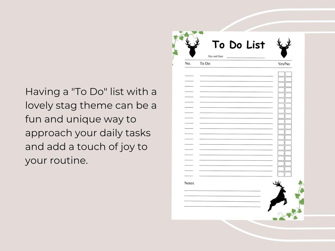 Printable Daily Planner, Stag Themed to Do List, Stag Themed Daily ...
