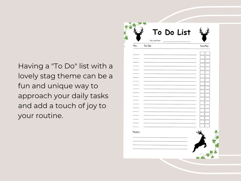 Printable Daily Planner, Stag Themed to Do List, Stag Themed Daily ...