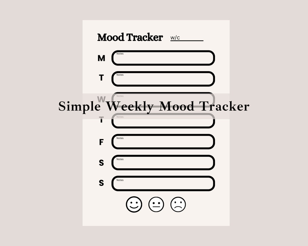 Printable Mood Tracker, Anxiety Tracker, Mental Health Checker ...