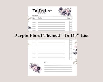 Printable Purple Flower Daily to Do List / Planner - Etsy