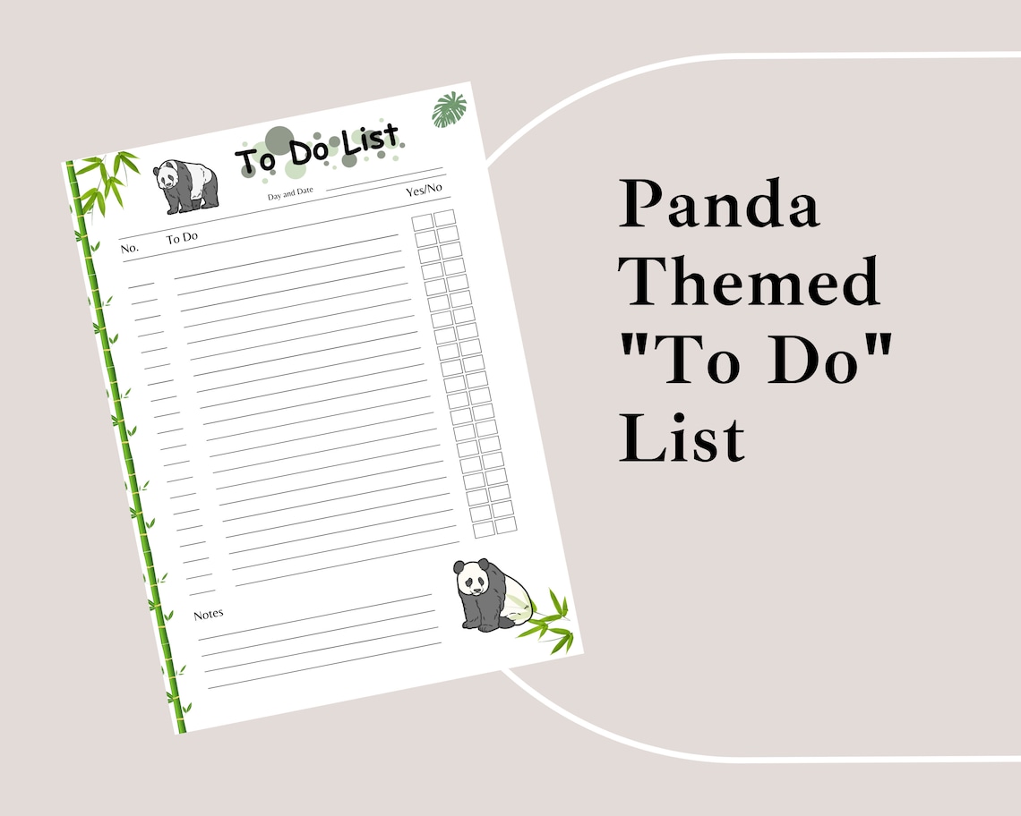 Panda Themed to Do List, Panda Themed Daily Planner, Panda Themed Daily ...