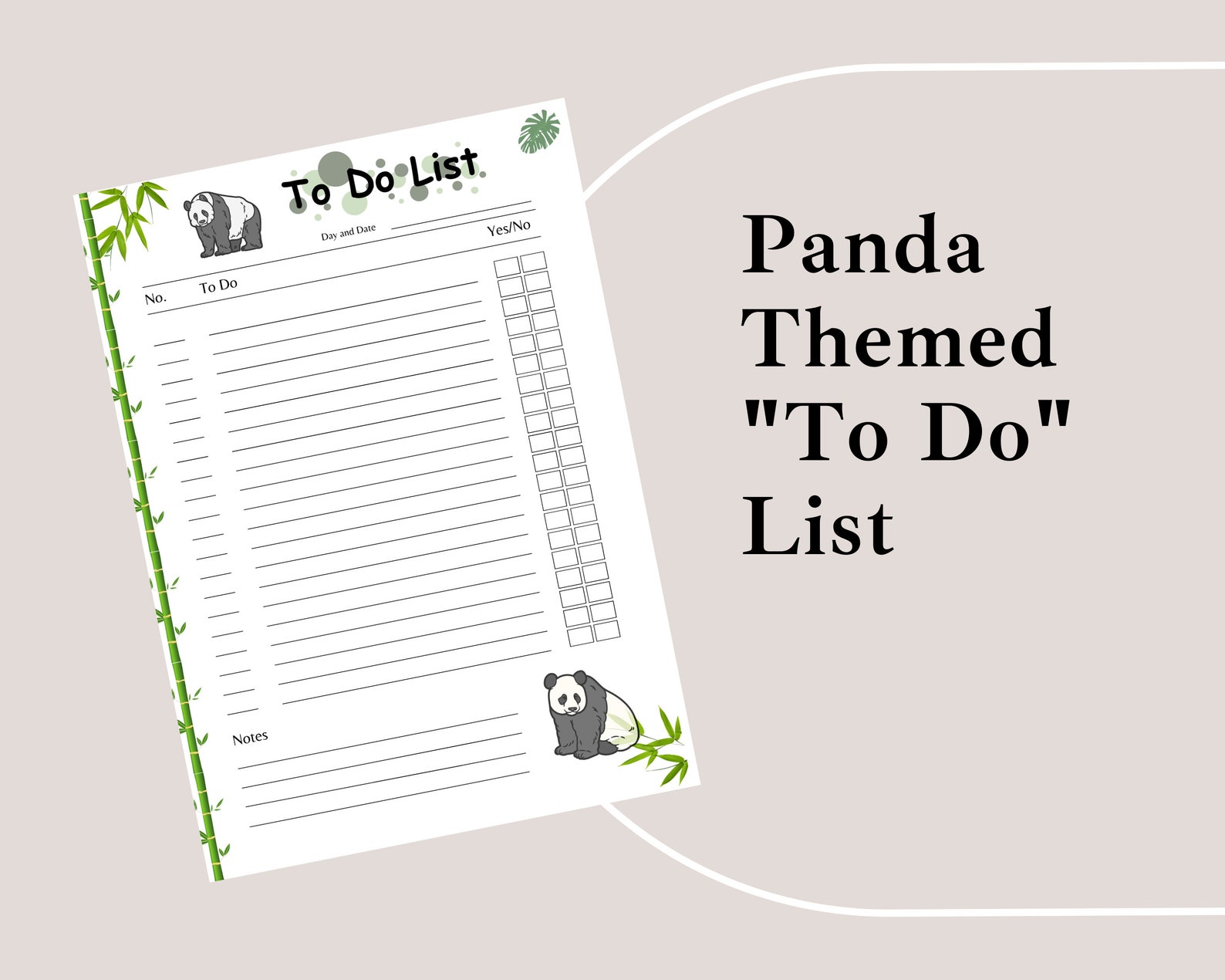 Panda Themed to Do List, Panda Themed Daily Planner, Panda Themed Daily ...