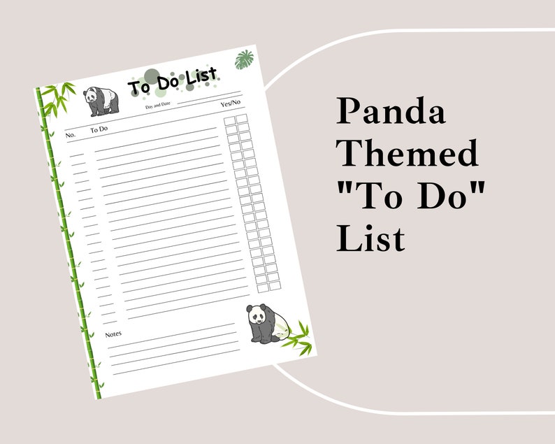 Panda Themed to Do List, Panda Themed Daily Planner, Panda Themed Daily Printable, to Do List ...