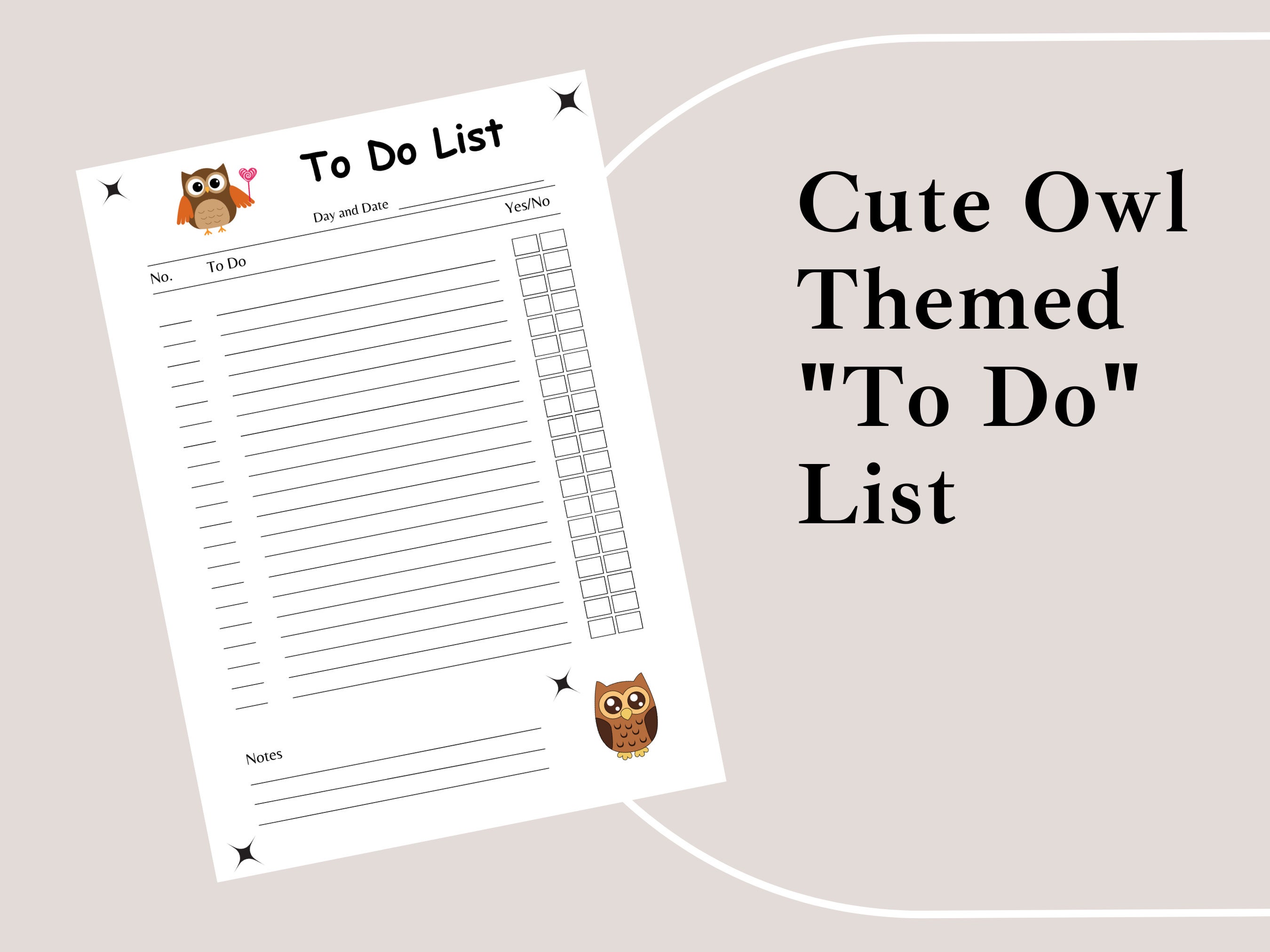 Printable to Do List, Owl Themed to Do List, Owl Themed Daily Planner ...