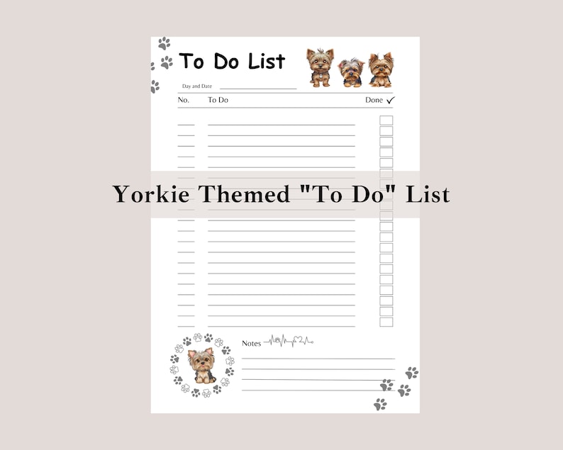 Yorkshire Terrier Themed to Do List, Yorkie Themed Daily Planner, Cute ...