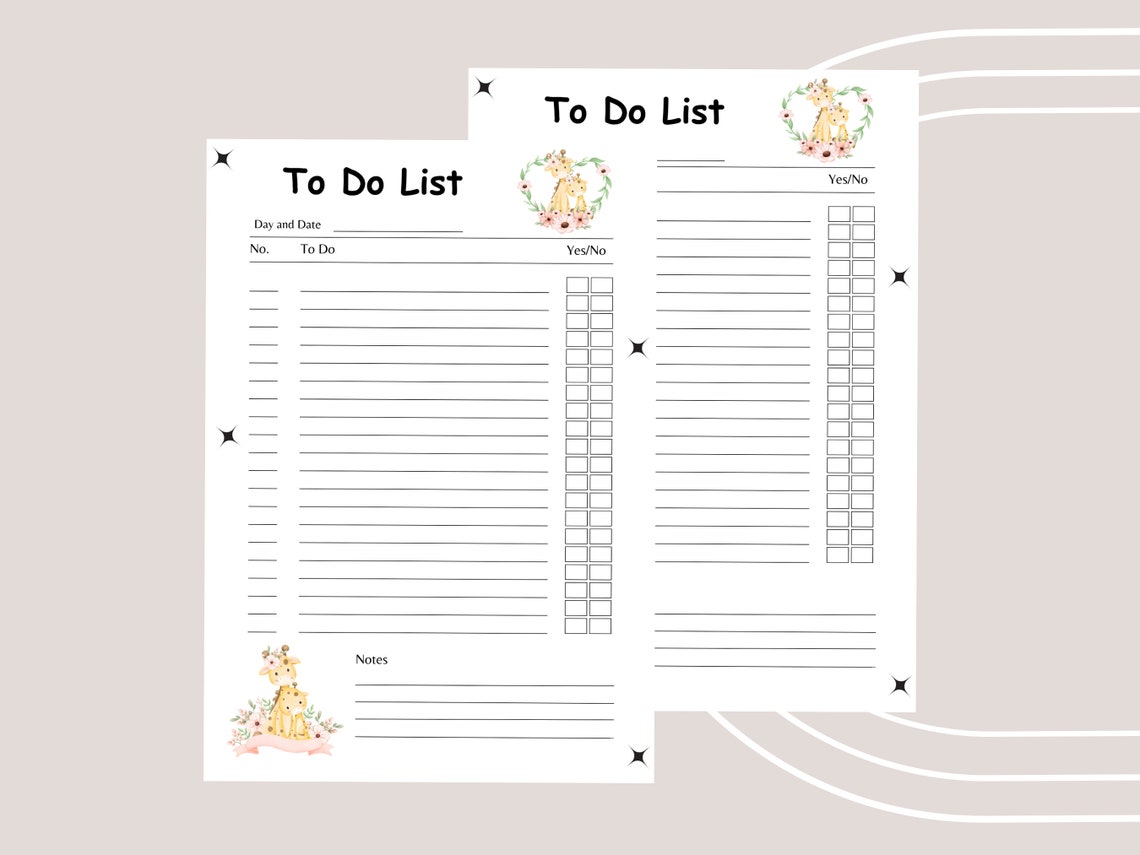 Cute Giraffe Themed Printable Planner Page, Printable to Do List ...