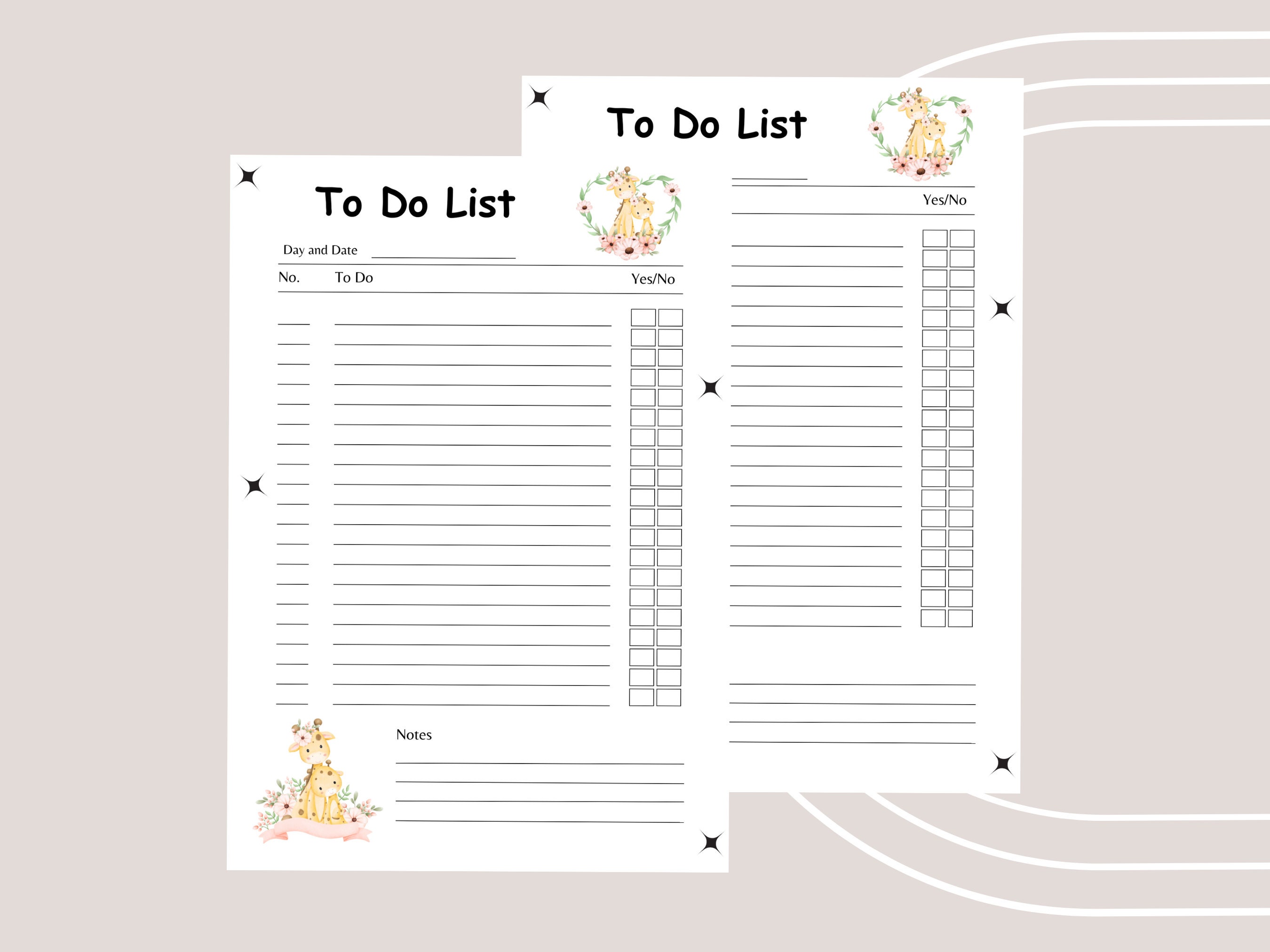 Cute Giraffe Themed Printable Planner Page, Printable to Do List ...