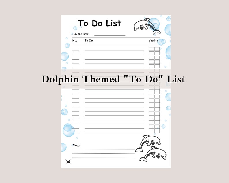 Dolphin Themed to Do List, Dolphin Themed Daily Planner, Dolphin Themed ...