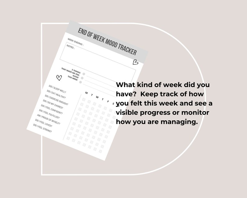 End of Week Mood Tracker, Printable Weekly Mood Tracker, Printable ...