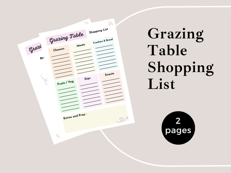 Printable Shopping List for Grazing Table, Shopping List for Grazing ...