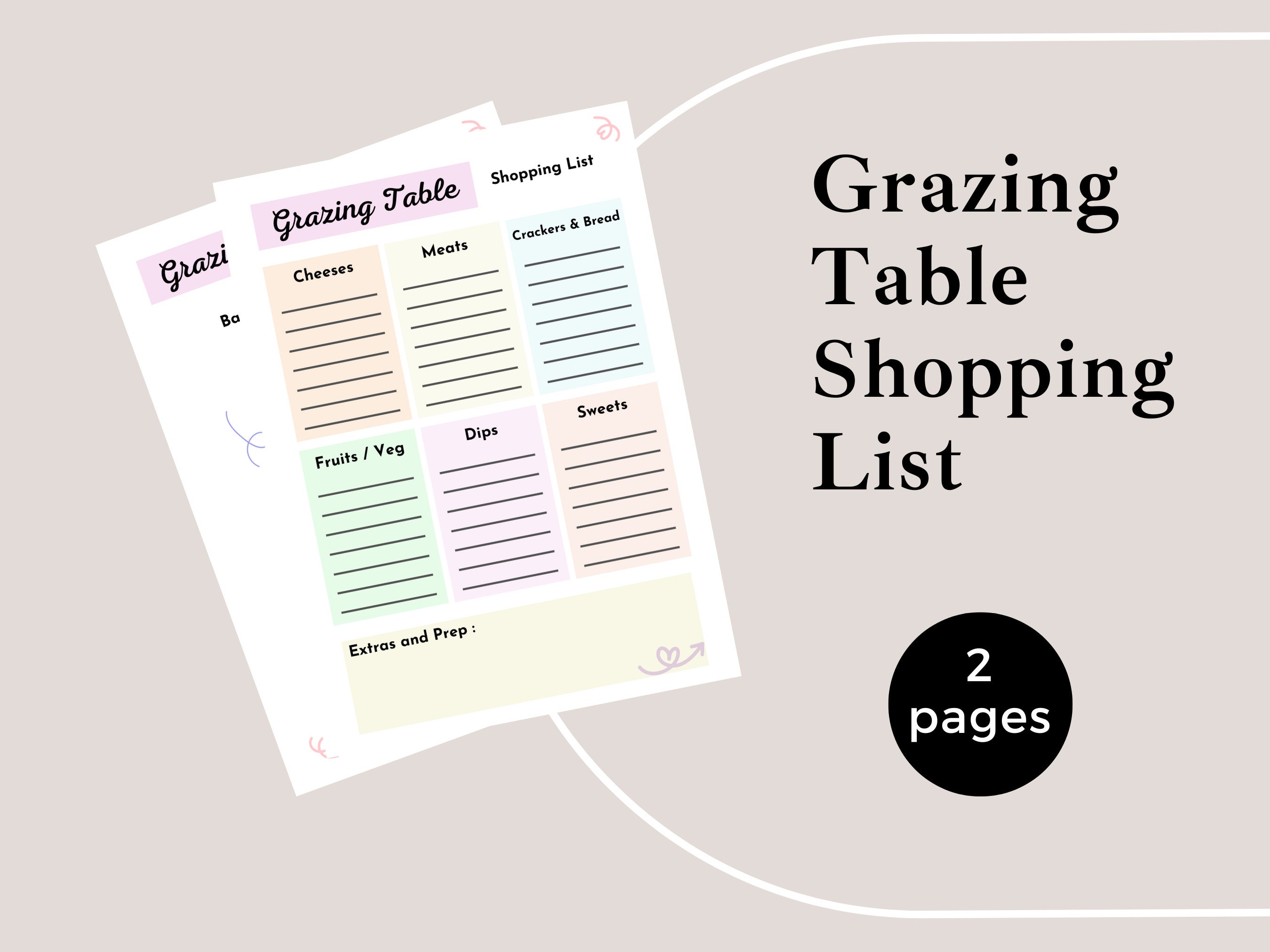 Printable Shopping List for Grazing Table, Shopping List for Grazing ...