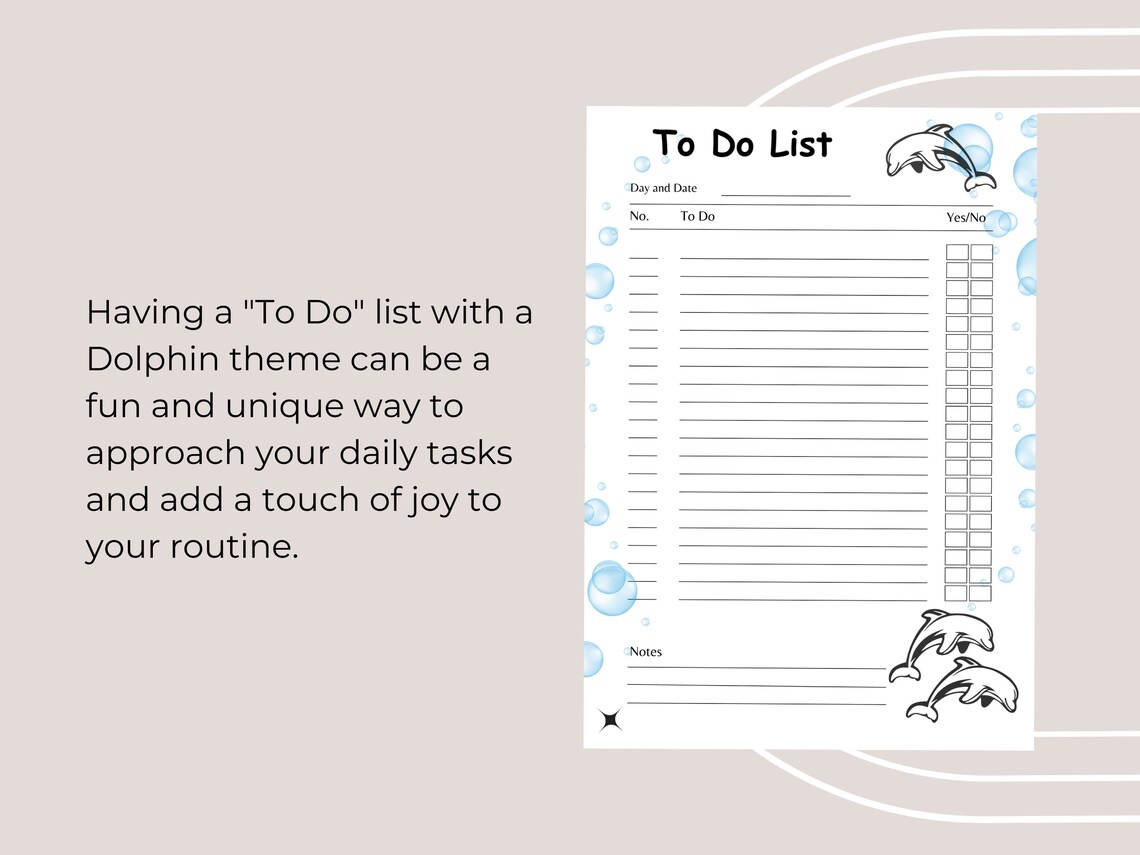 Dolphin Themed to Do List, Dolphin Themed Daily Planner, Dolphin Themed ...