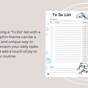 Dolphin Themed to Do List, Dolphin Themed Daily Planner, Dolphin Themed ...