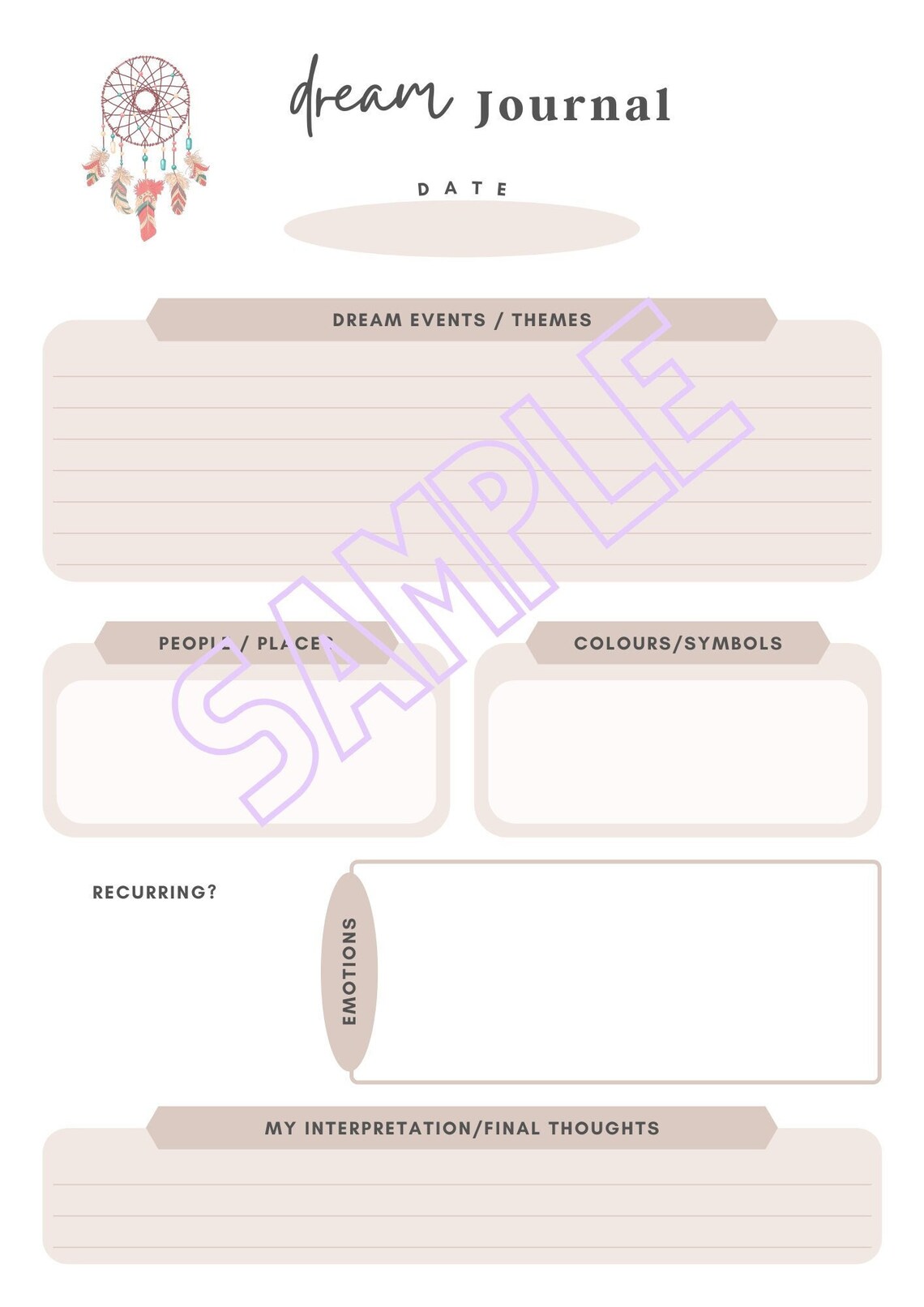 Strange Dream Tracker Printable Dream Journal Dream Tracker - Etsy