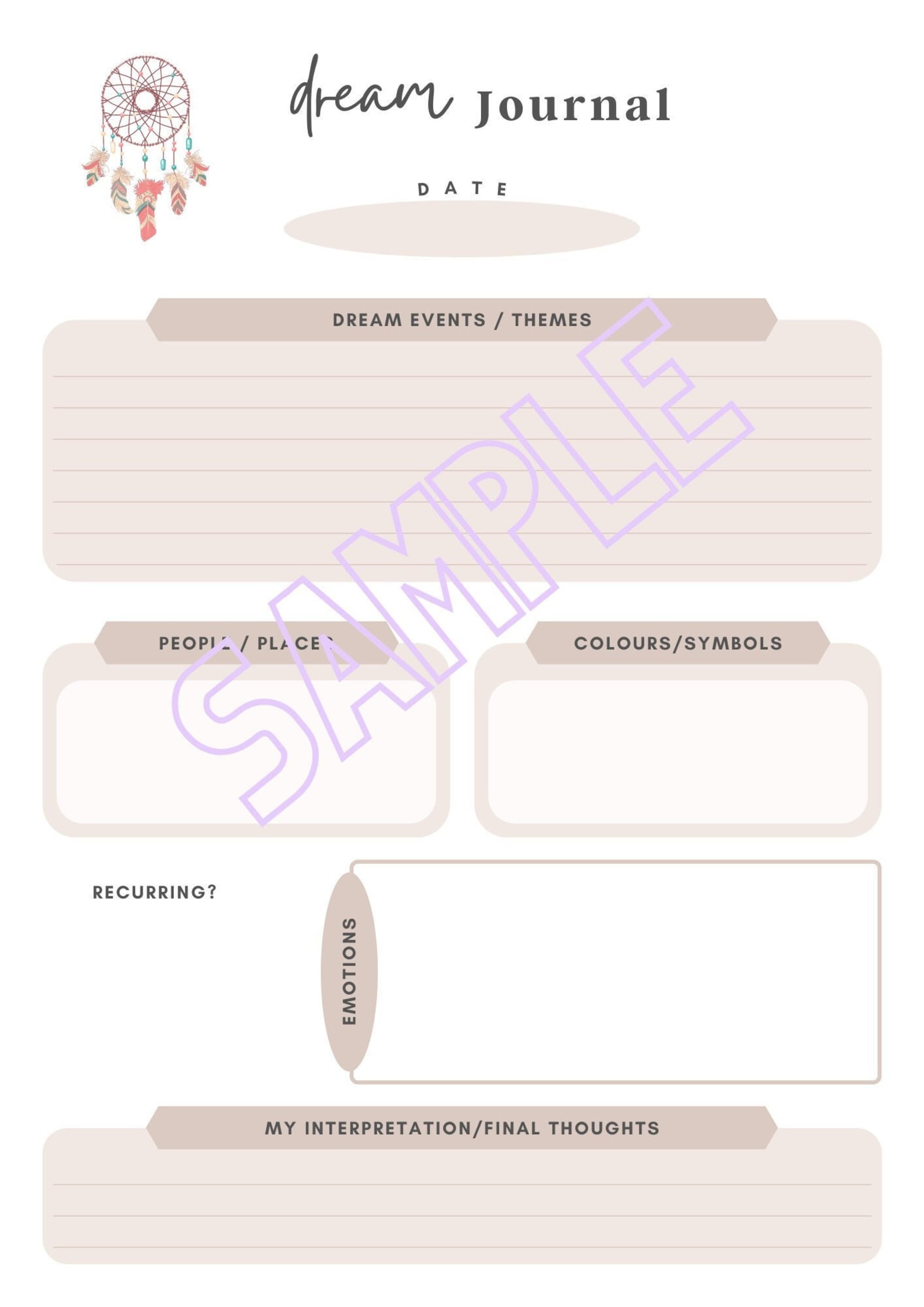 Strange Dream Tracker Printable Dream Journal Dream Tracker - Etsy