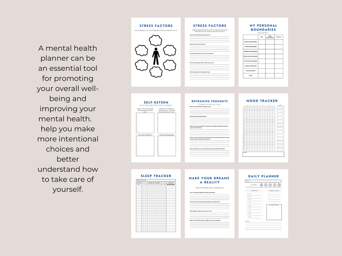 Mental Health Printable Bundle, Mental Health Worksheet Bundle ...