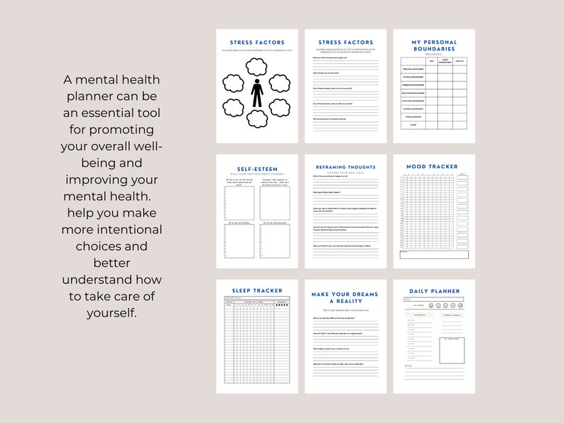 Mental Health Printable Bundle, Mental Health Worksheet Bundle ...
