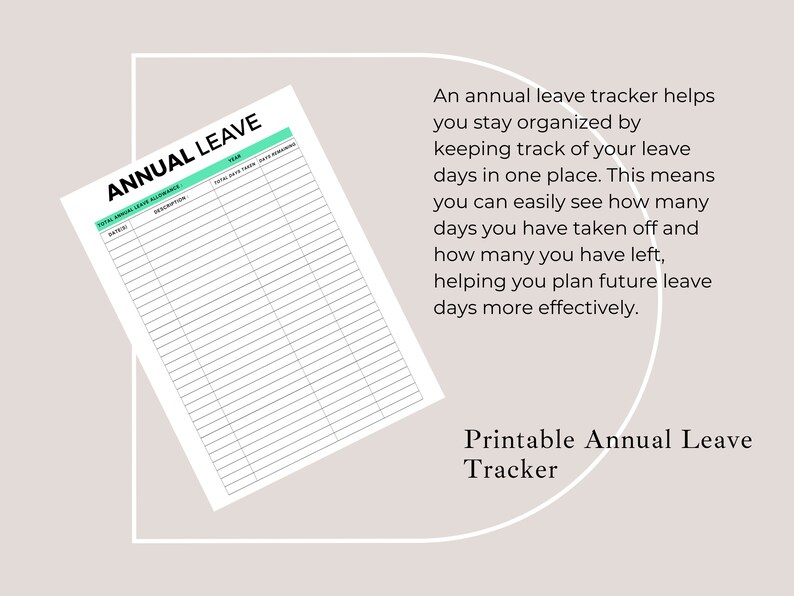 Annual Leave Tracker, Annual Leave Planner Printable, Holidays From ...
