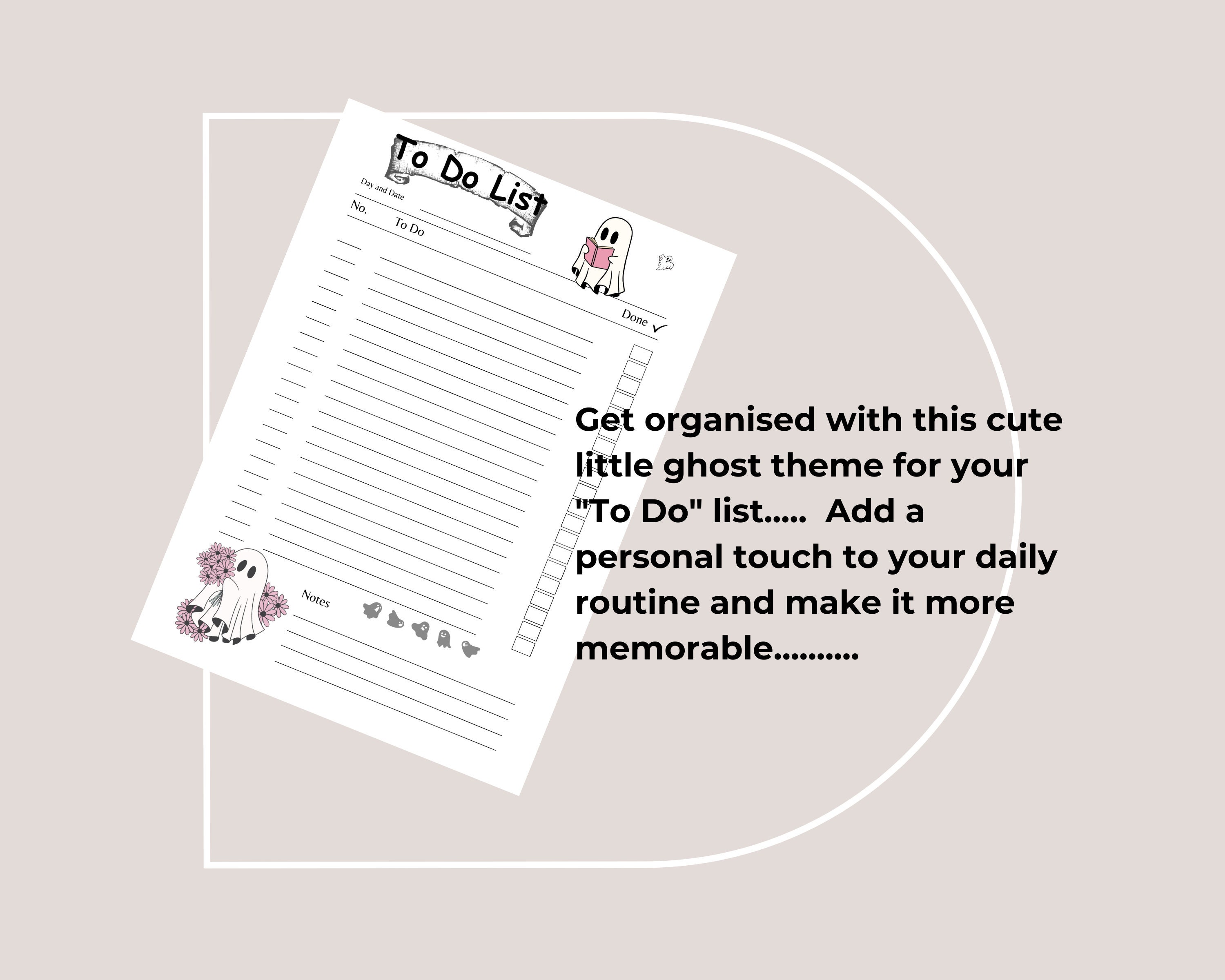 Cute Ghost Themed Stationery, Cute Ghost Themed to Do List, Ghost ...