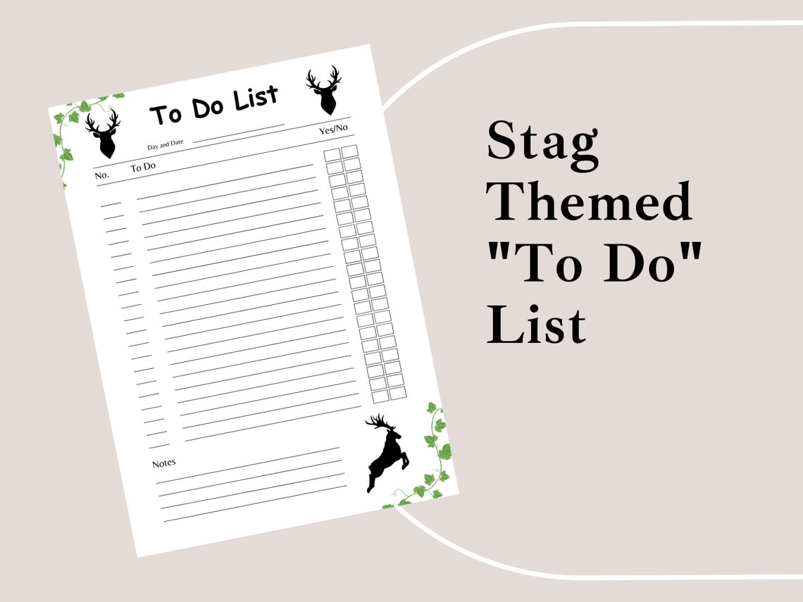 Printable Daily Planner, Stag Themed to Do List, Stag Themed Daily ...