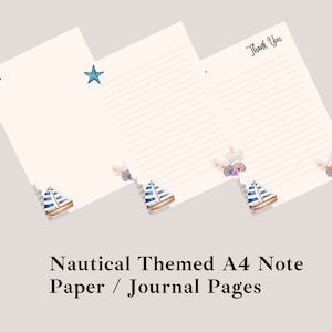 Nautical Themed A4 Note Paper Pages, Note Paper for Letter Writing ...