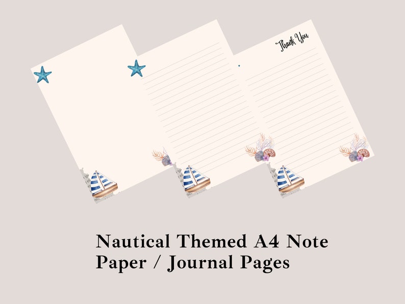 Nautical Themed A4 Note Paper Pages, Note Paper for Letter Writing ...