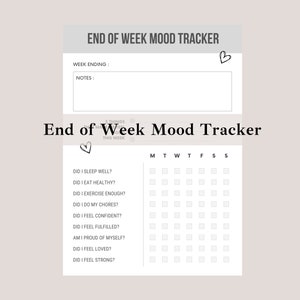 End of Week Mood Tracker, Printable Weekly Mood Tracker, Printable ...