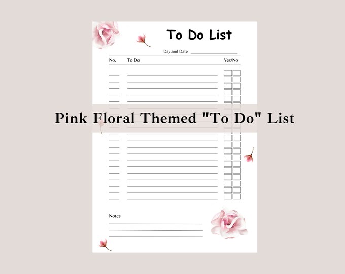 Printable to Do List, Watercolor Floral Planner Insert, Pink Flower ...