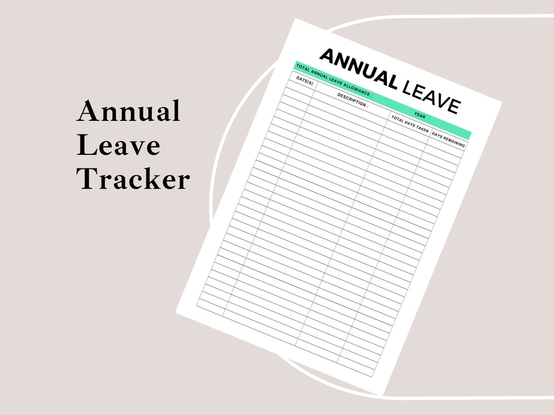 Annual Leave Tracker, Annual Leave Planner Printable, Holidays From ...