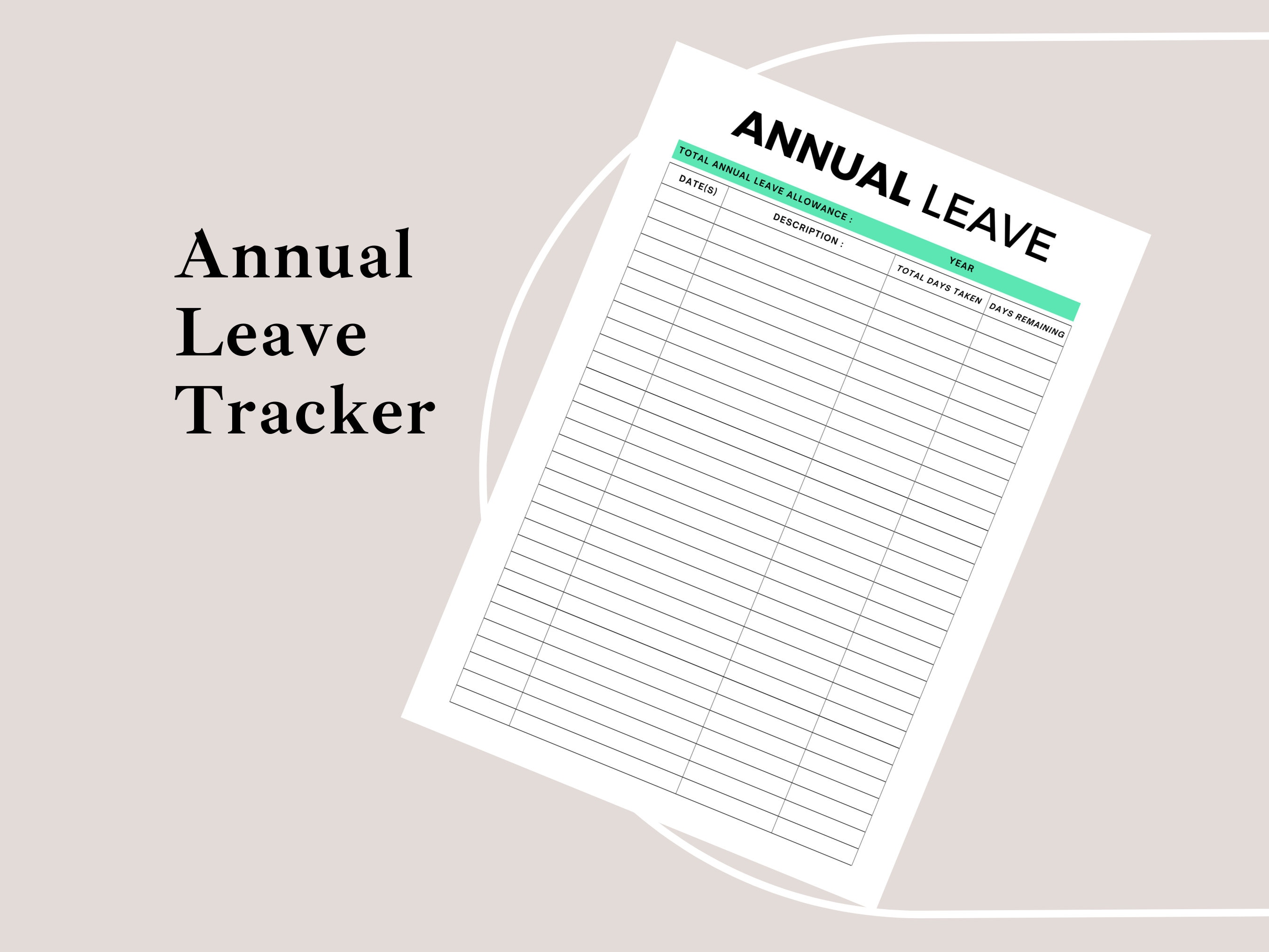 Annual Leave Tracker, Annual Leave Planner Printable, Holidays From ...