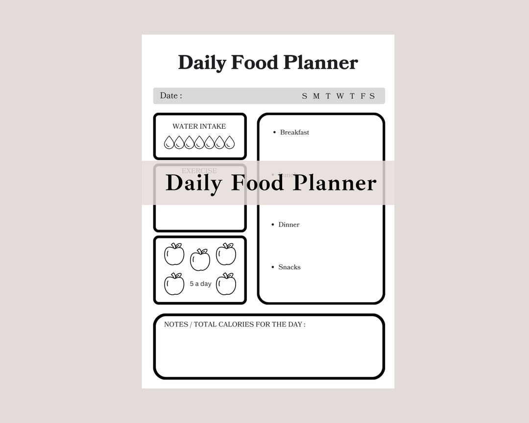 Printable Food Diary A4, Printable Daily Food Log, Food Diary Tracker ...