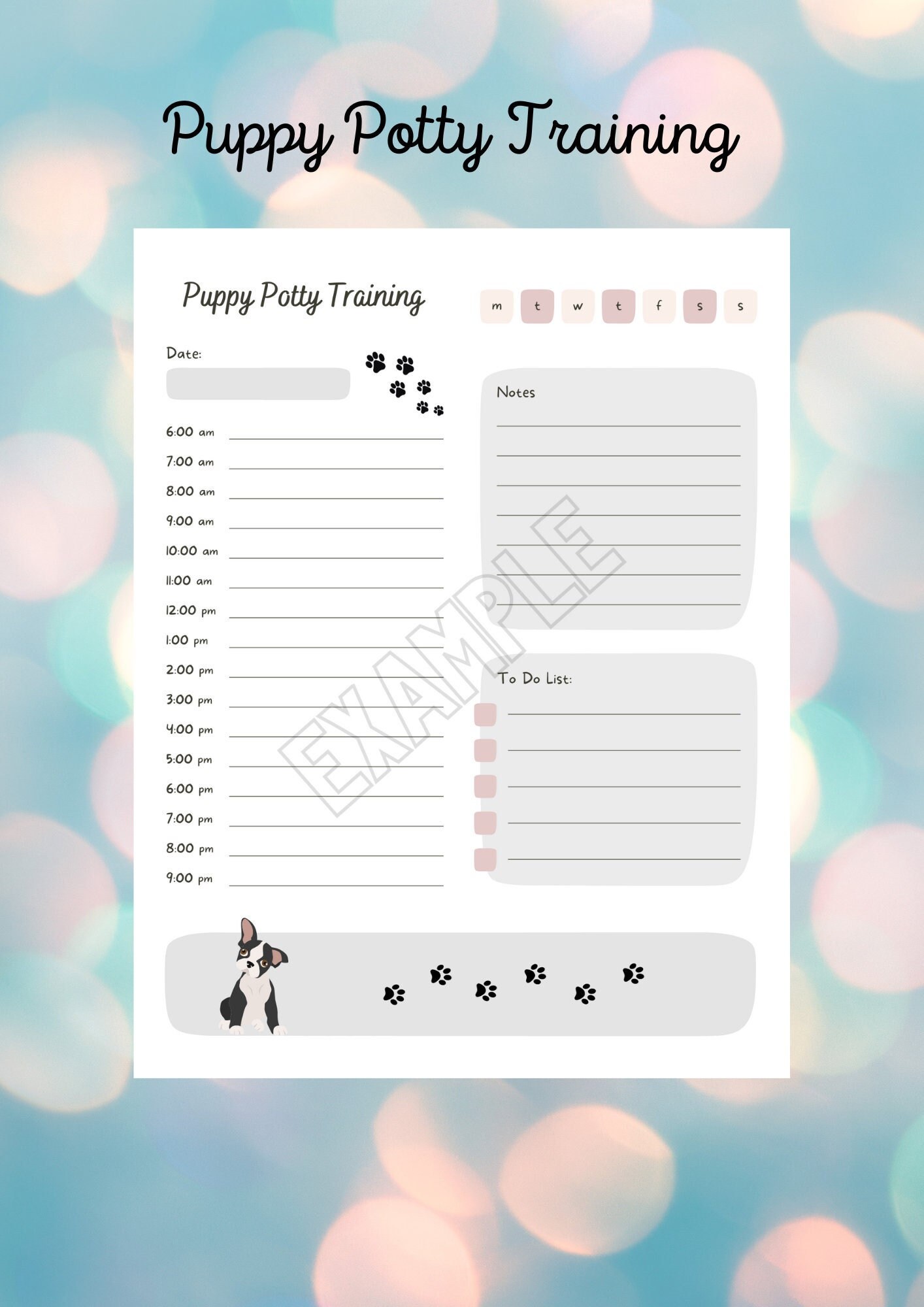 Puppy Potty Training Record, Puppy Training Tracker, Dog Training List ...