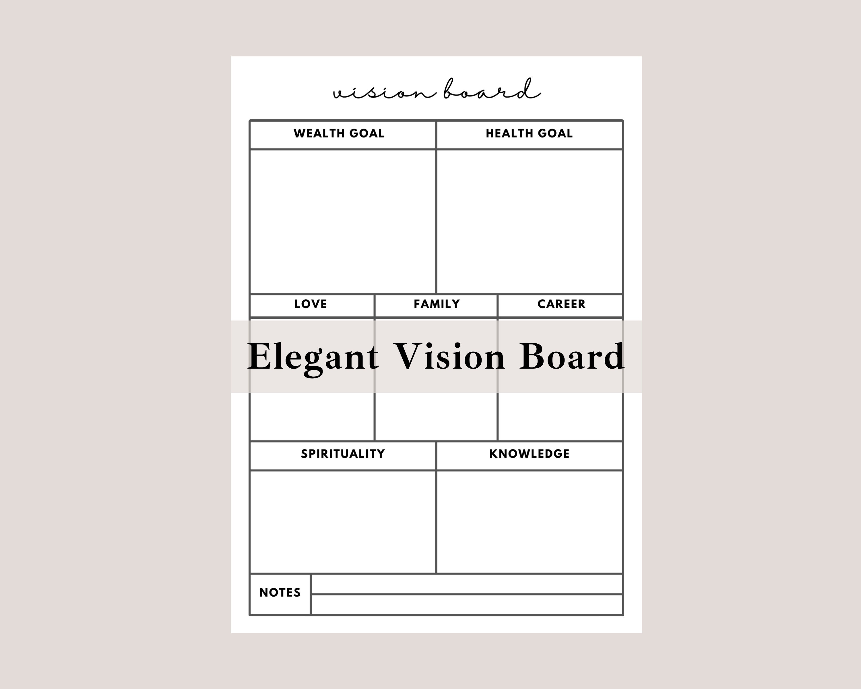 Printable Monochrome A4 Vision Board, Vision Board for Manifesting ...