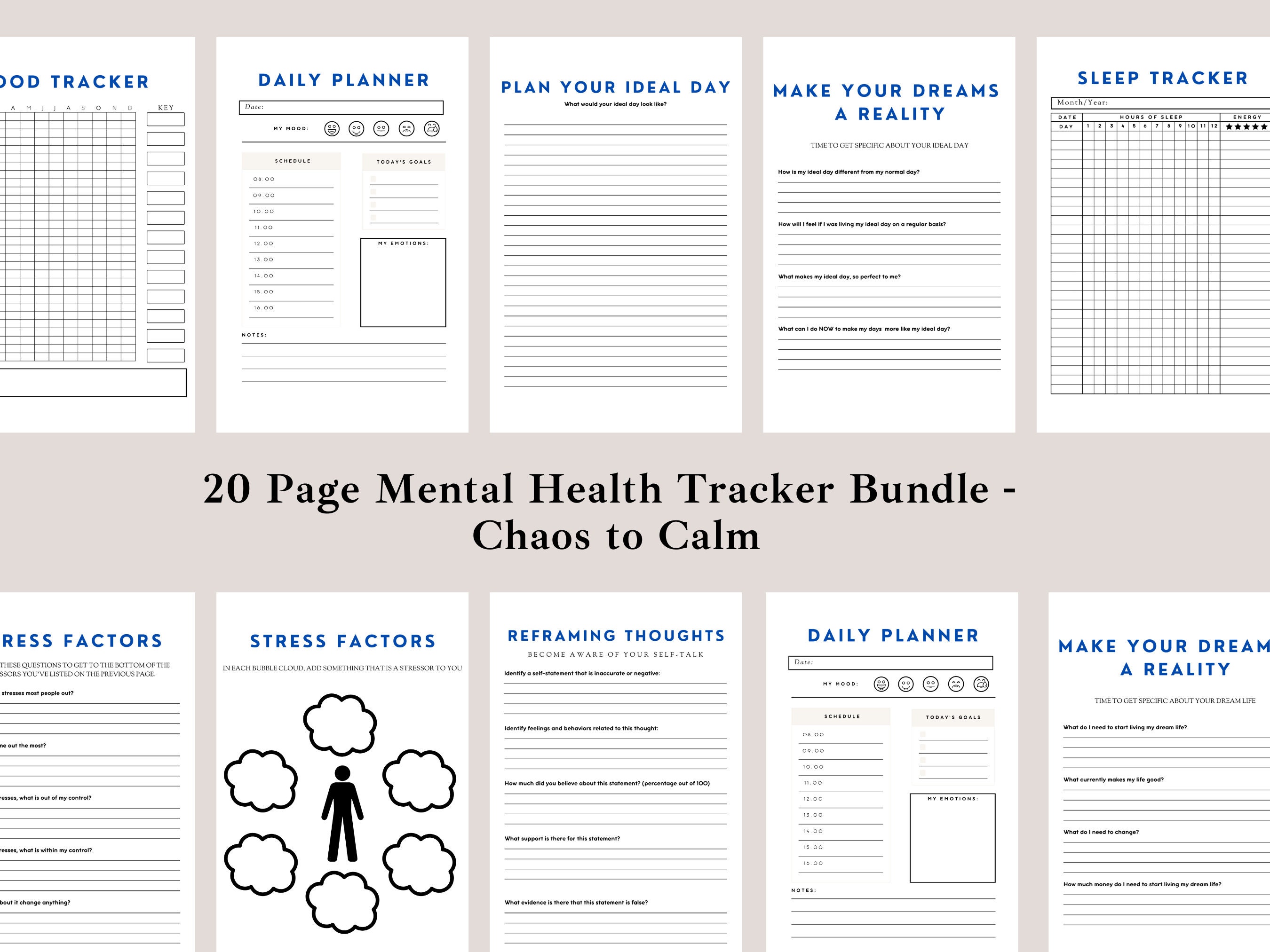 Mental Health Printable Bundle, Mental Health Worksheet Bundle ...