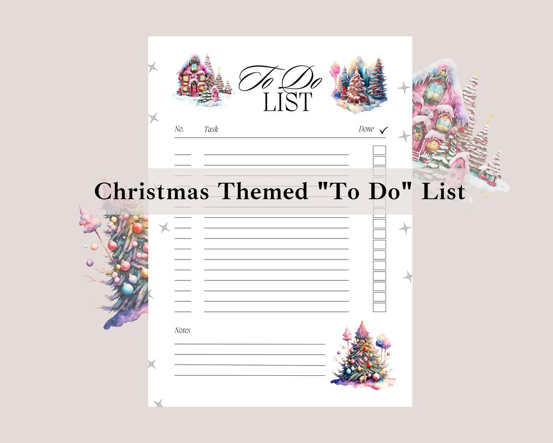 Printable Christmas Themed to Do List, Planning List for Christmas ...
