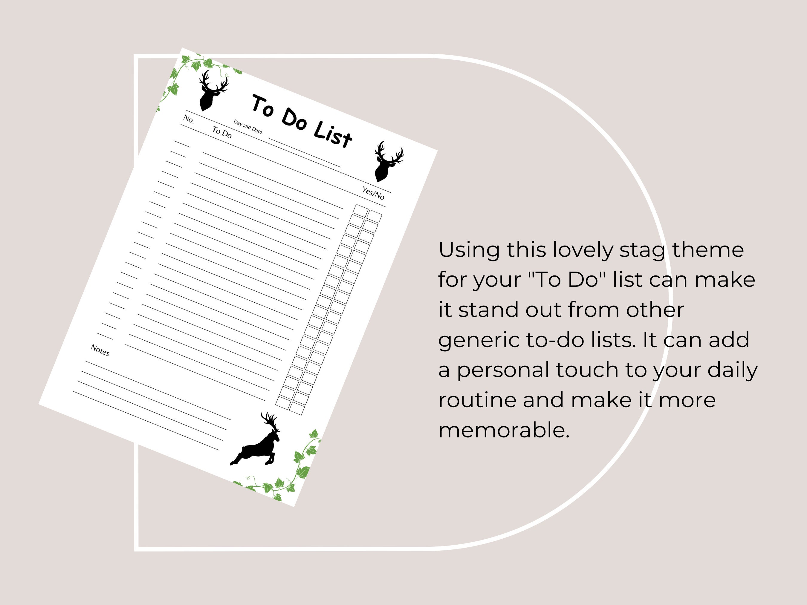 Printable Daily Planner, Stag Themed to Do List, Stag Themed Daily ...