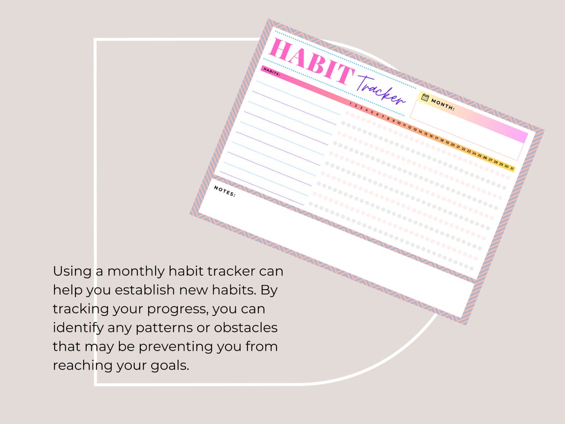 Printable Daily Habit Tracker, Minimalist Monthly Habit Tracker, Pretty ...