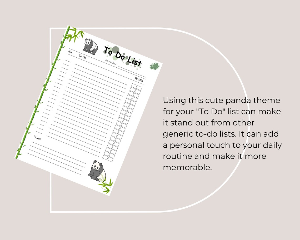 Panda Themed to Do List, Panda Themed Daily Planner, Panda Themed Daily ...
