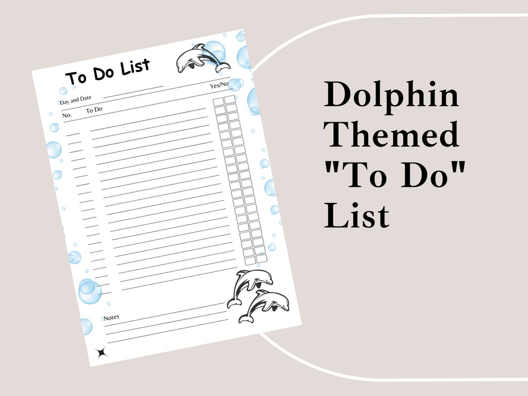 Dolphin Themed to Do List Dolphin Themed Daily Planner - Etsy