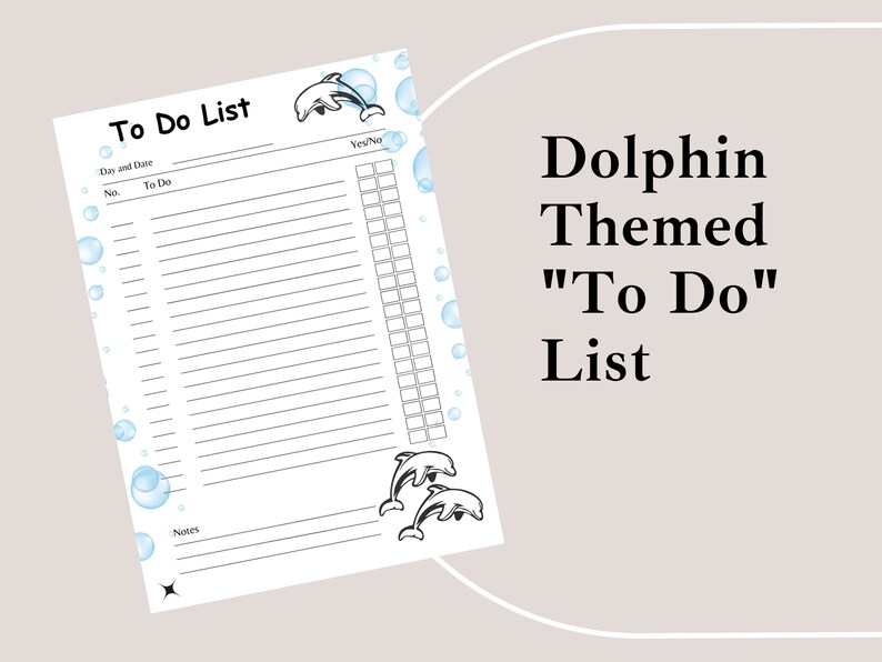 Dolphin Themed to Do List, Dolphin Themed Daily Planner, Dolphin Themed ...