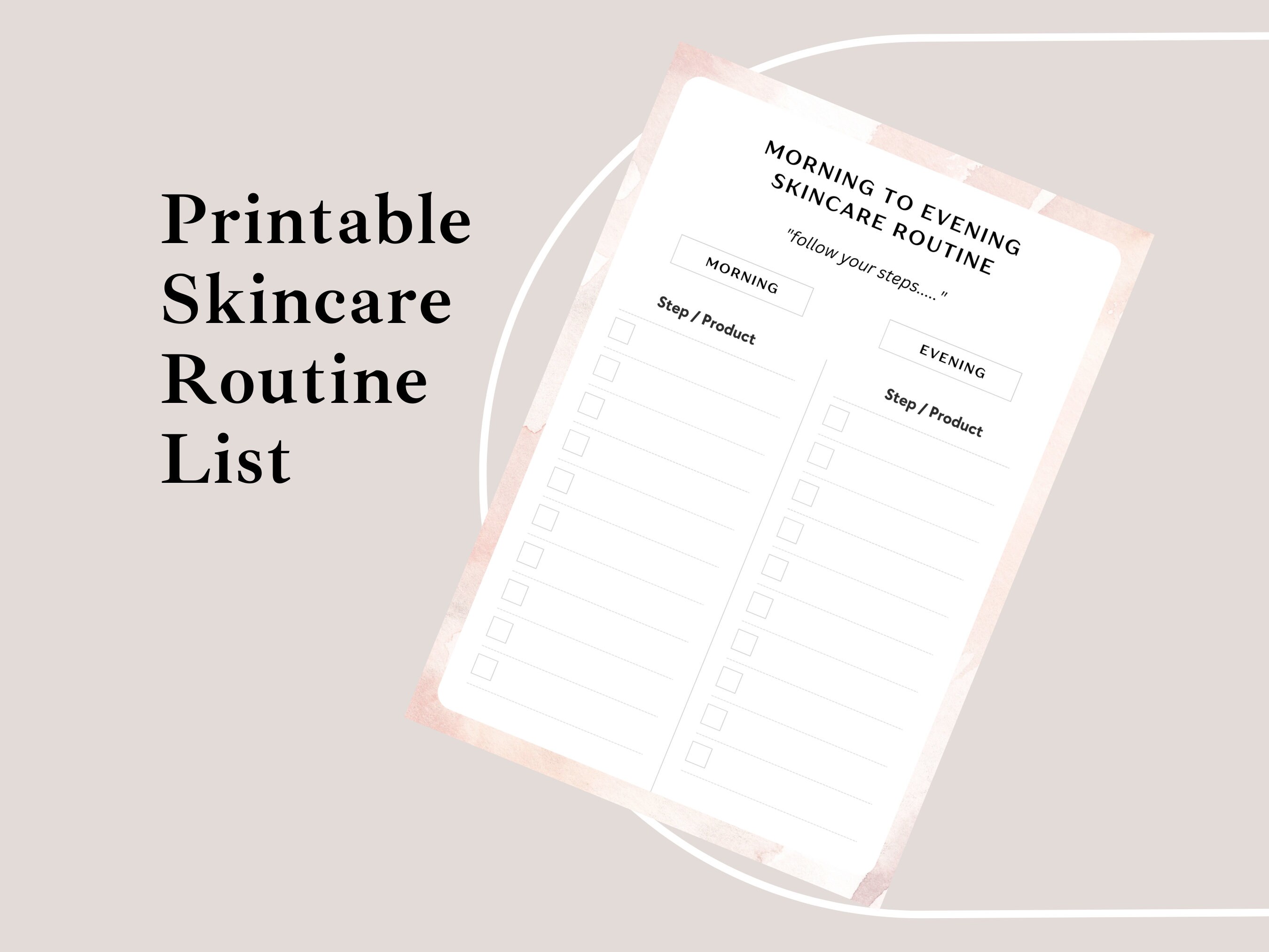 Printable Skincare Routine Tracker, Skincare Routine Planner Printable ...