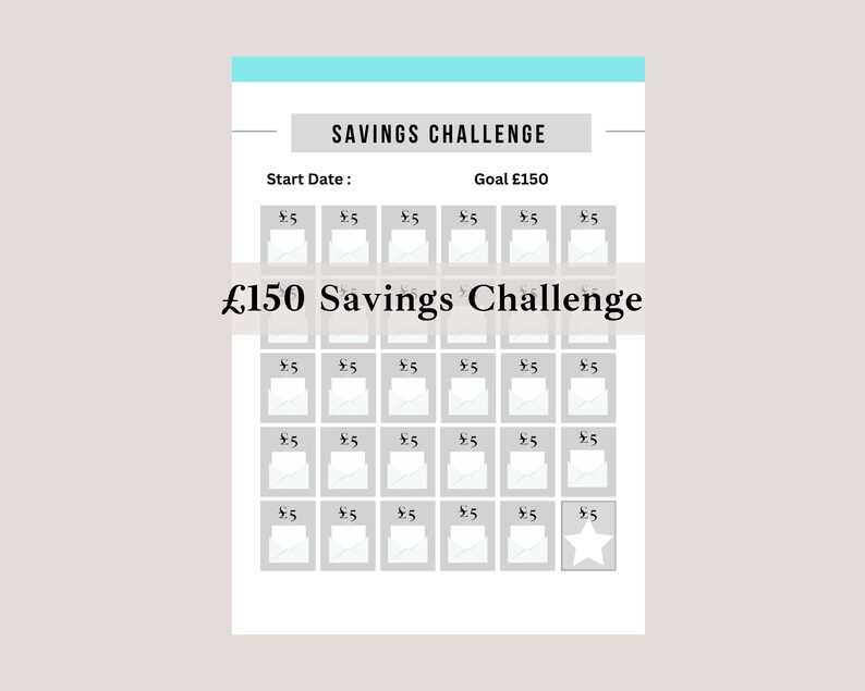150 Savings Challenge, Money Savings Challenge Printable A4, Minimalist ...