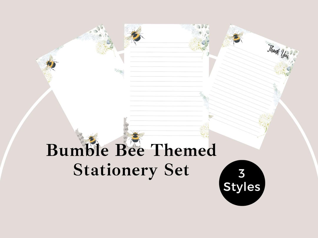Bumble Bee Printable Stationery - Cute Bee Writing Paper Set – Lined ...