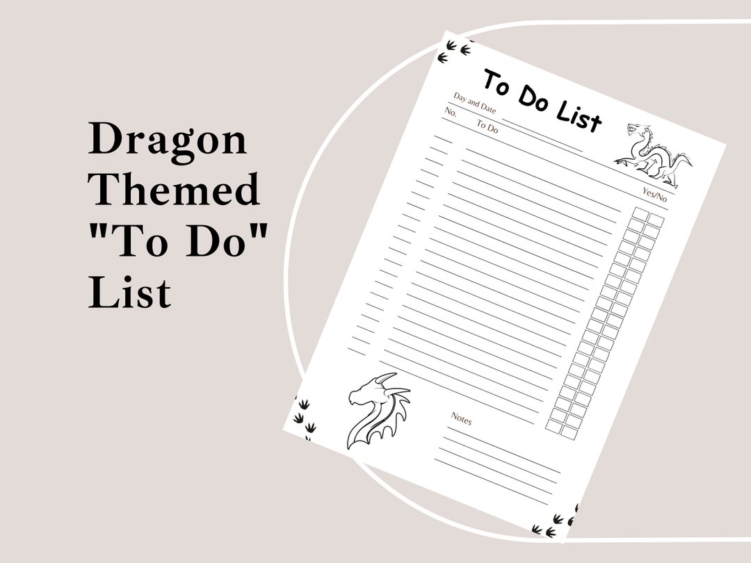 Dragon Themed to Do List Printable Dragon Themed Planner - Etsy
